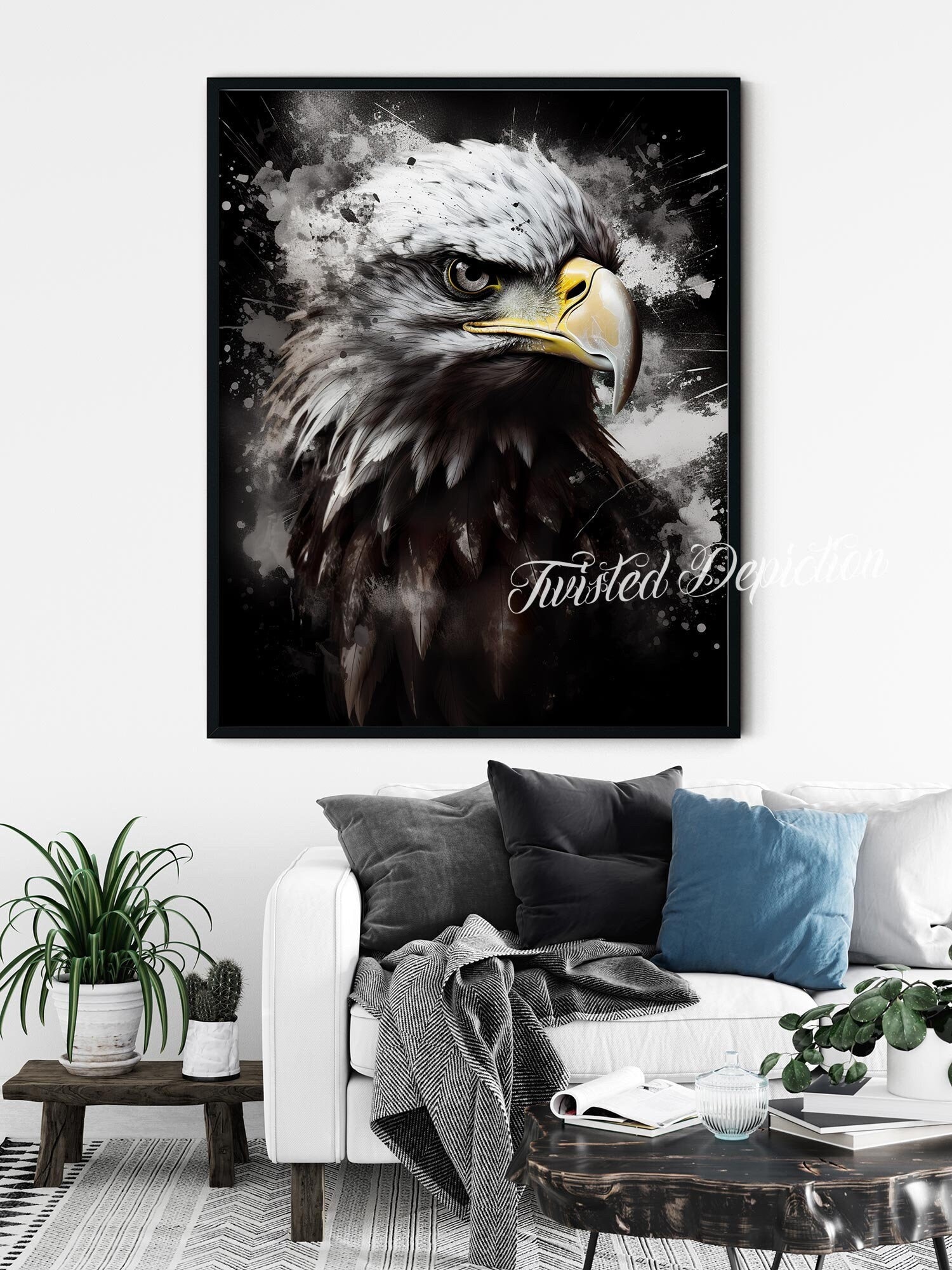 Bald Eagle Painting: Splatter Art Print, Framed Canvas or Poster - Etsy