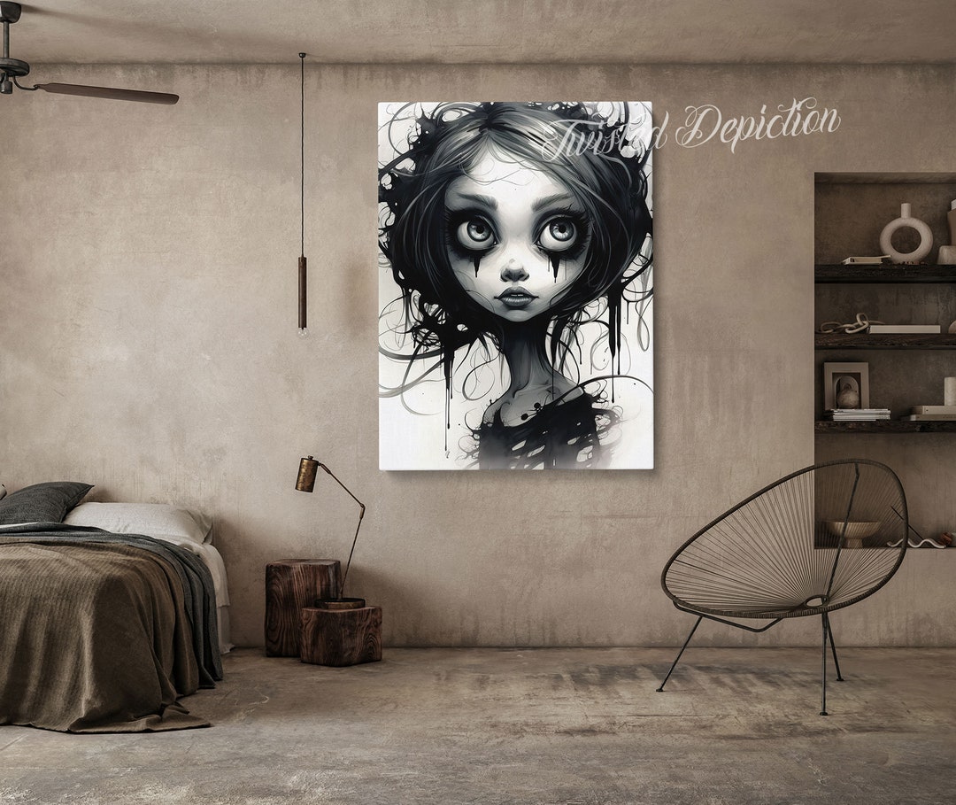BAD TEMPERED BELLA Painting, Creepy Wall Art . Framed Fine Art, Canvas ...