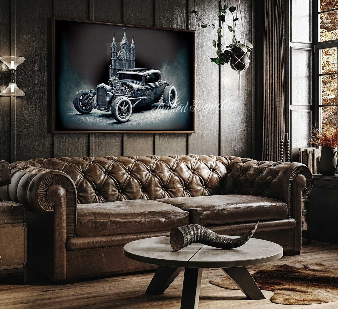 GOTHIC HOT ROD Art, Classic Car Painting, Automobile Art, Ford Hot Rod ...
