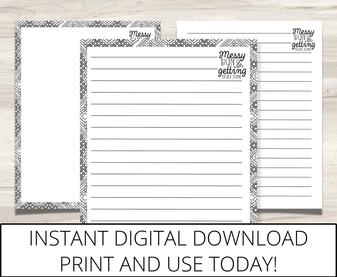 Printable to Do List Stationary Note Paper Set, Digital Stationary ...
