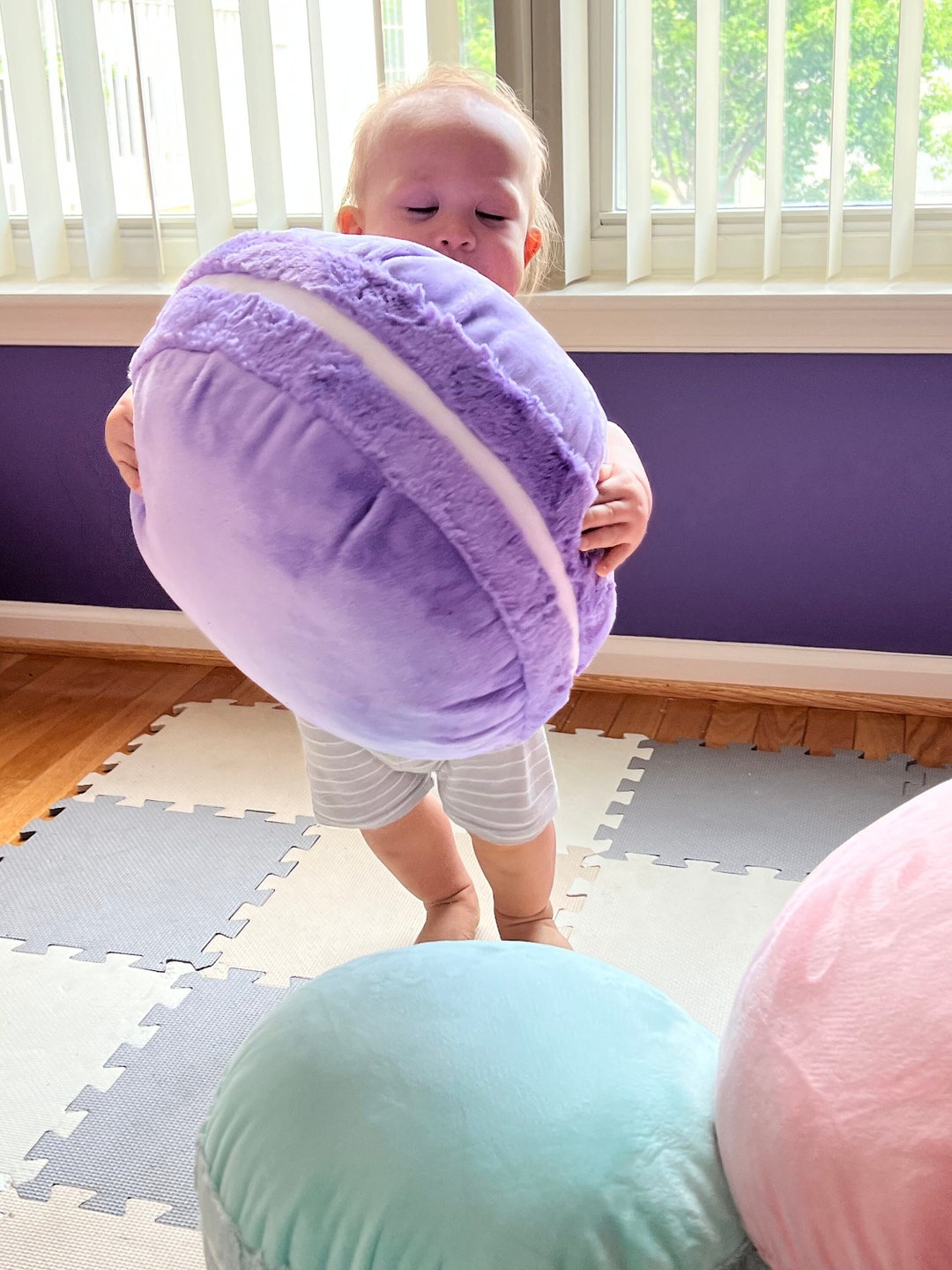 Macaroon-shaped Pastel Throw Pillow, Plush Toy Dessert Cookie, Nursery ...