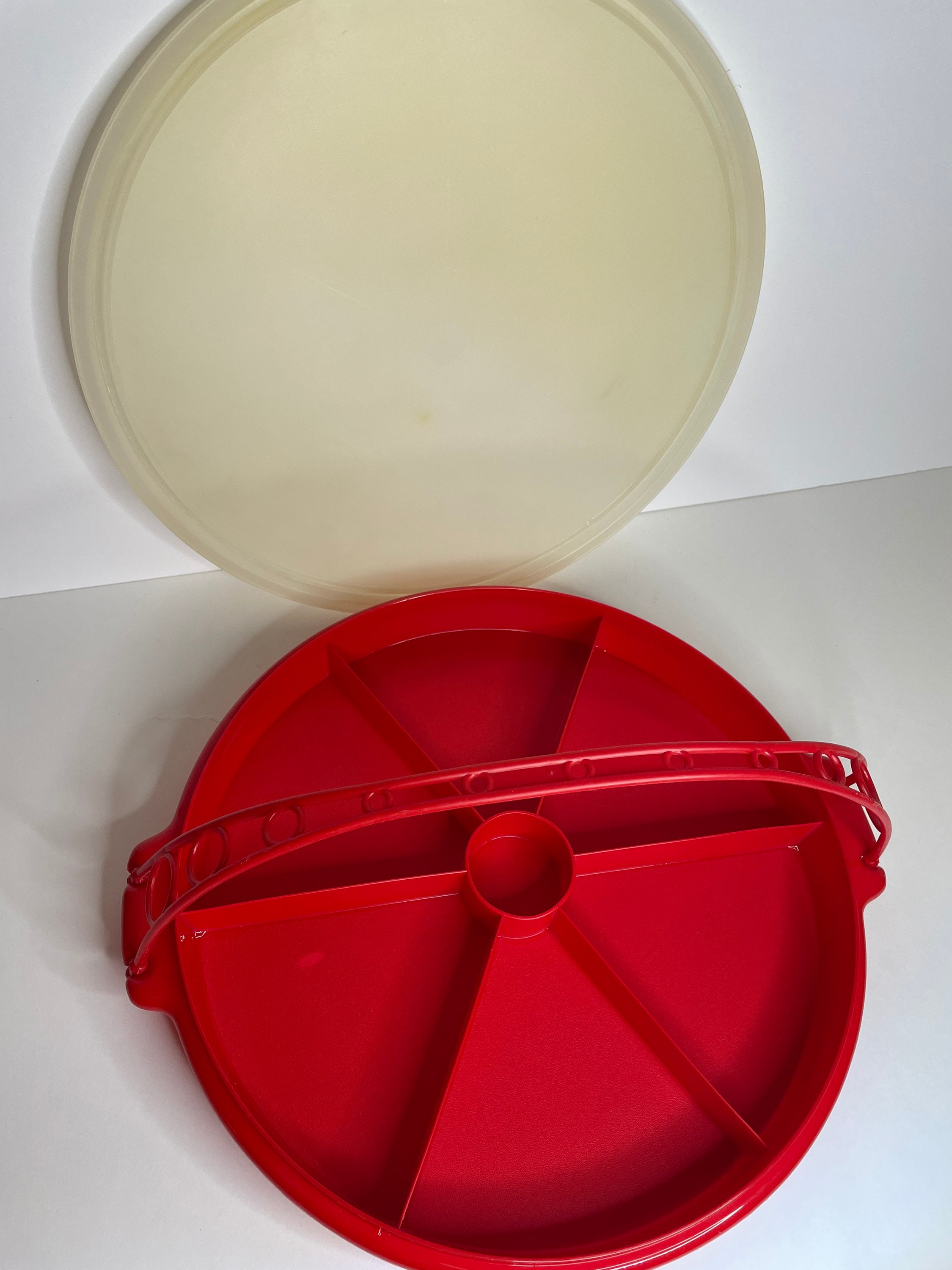 Vintage Tupperware Party Susan Divided Serving Tray #405 party Lid 224 ...