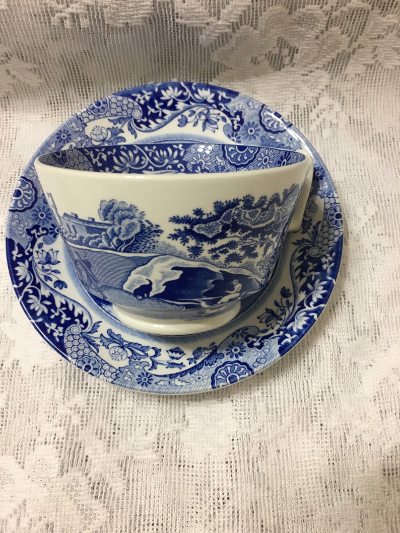 Spode Blue and White Italian Teacup and Saucer Spode Made in England ...