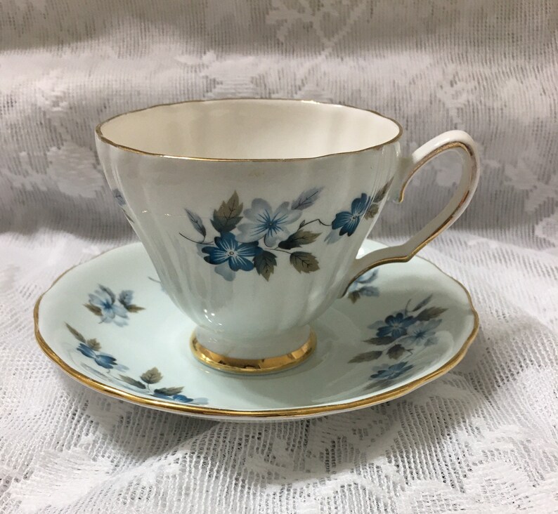 Colclough Light Blue Floral Teacup and Saucer PATT # 8182, Colclough ...
