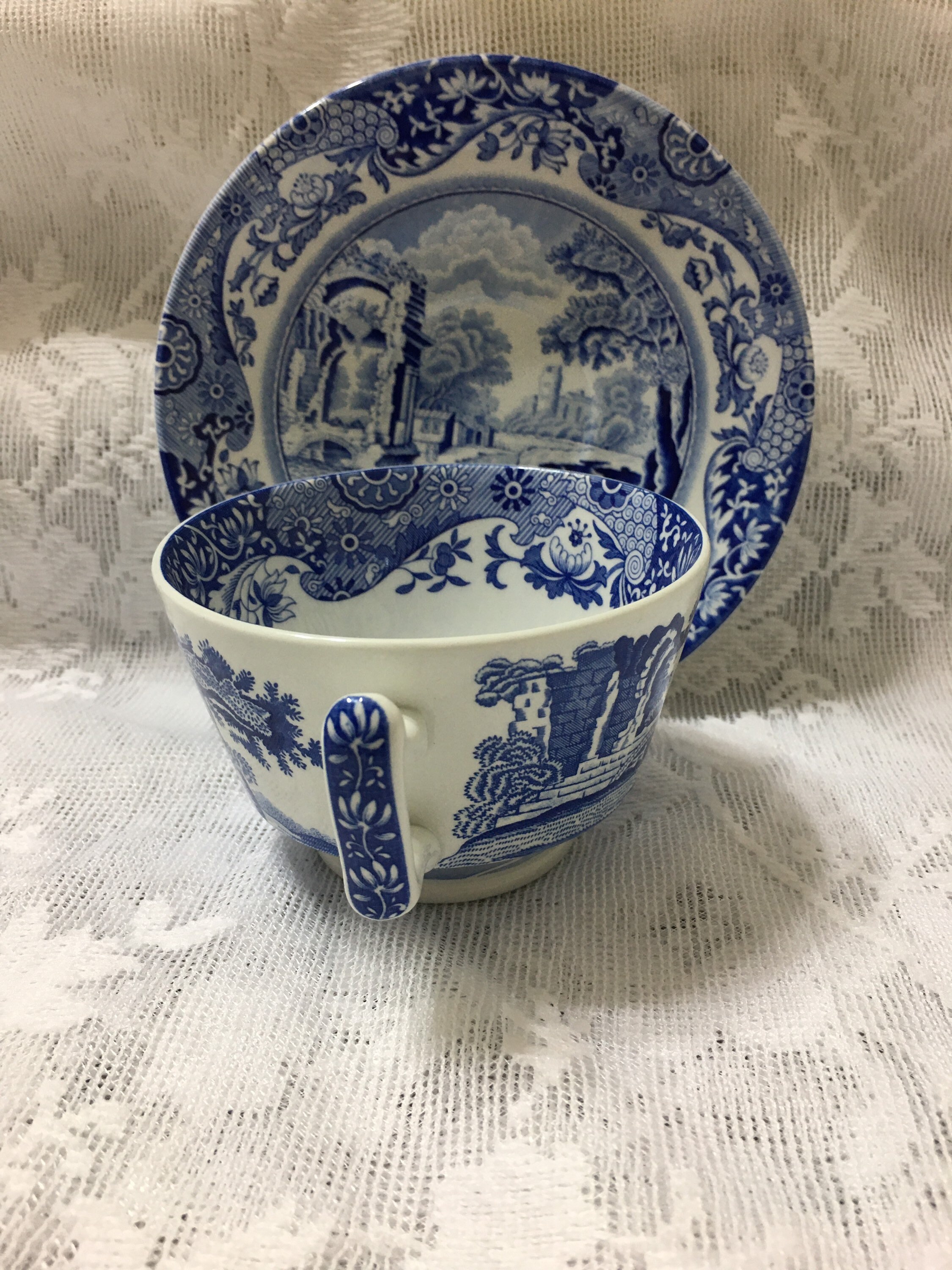 Spode Blue and White Italian Teacup and Saucer Spode Made in England ...