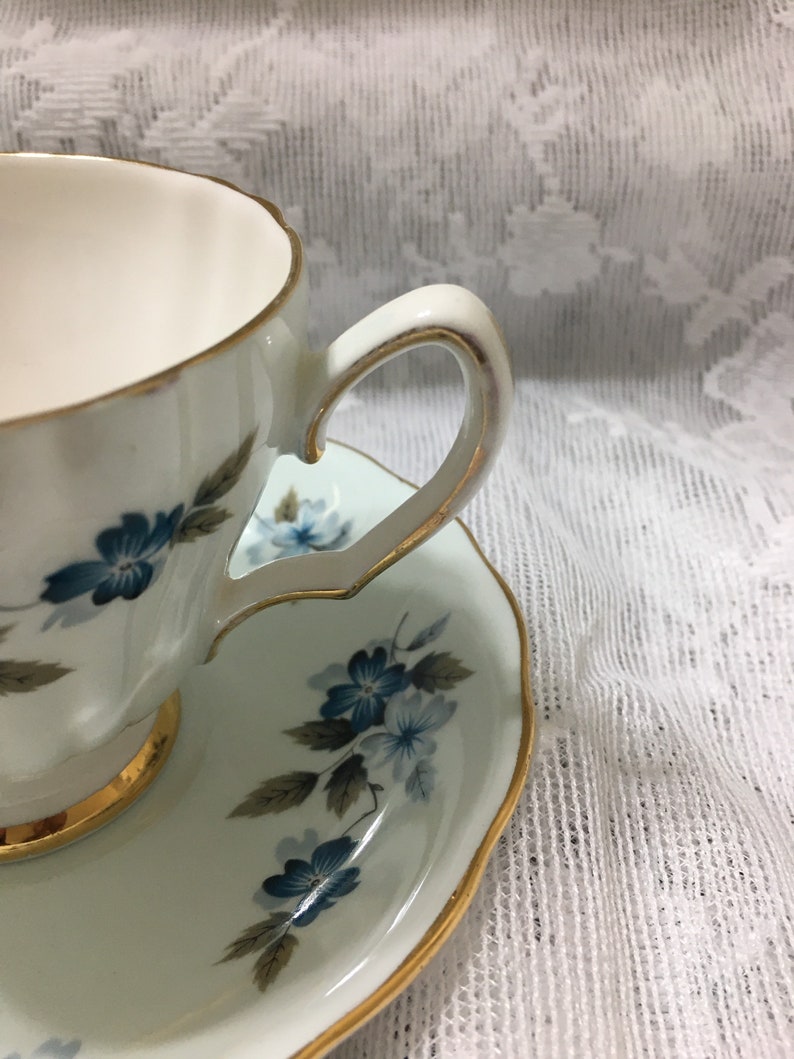 Colclough Light Blue Floral Teacup and Saucer PATT # 8182, Colclough ...