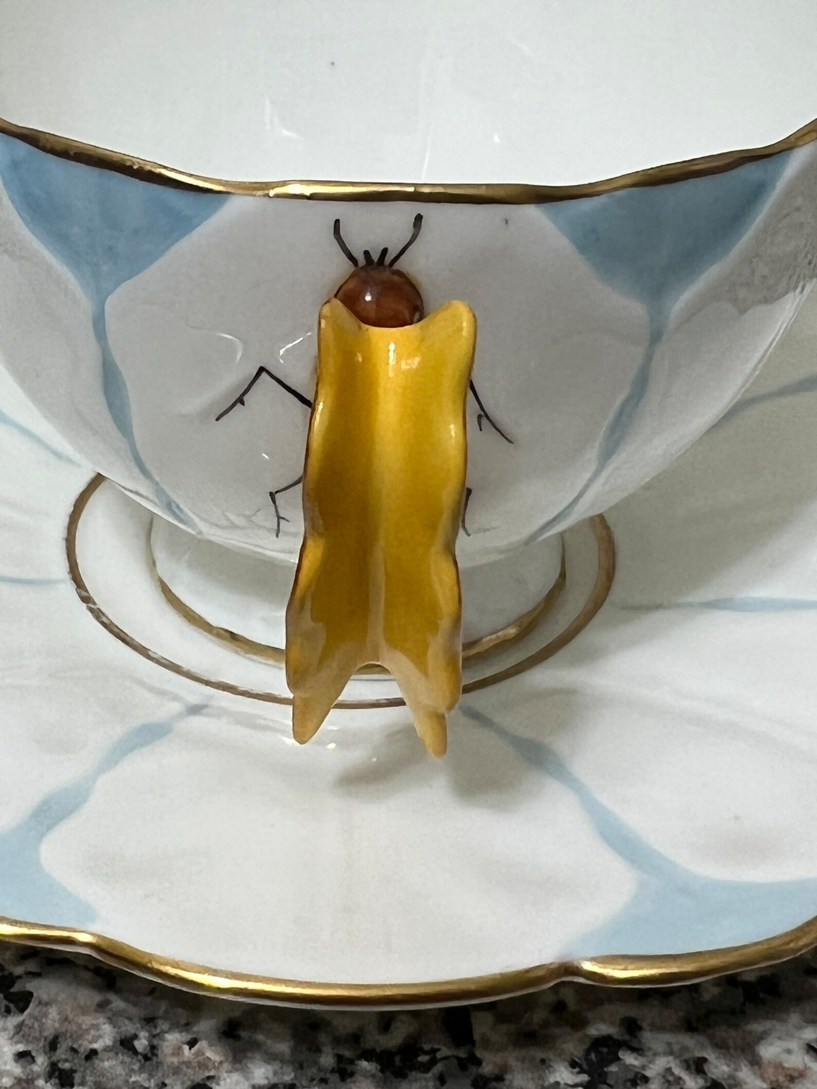 Aynsley Butterfly Handle Teacup and Saucer Circa 1939+ | Blue & White ...