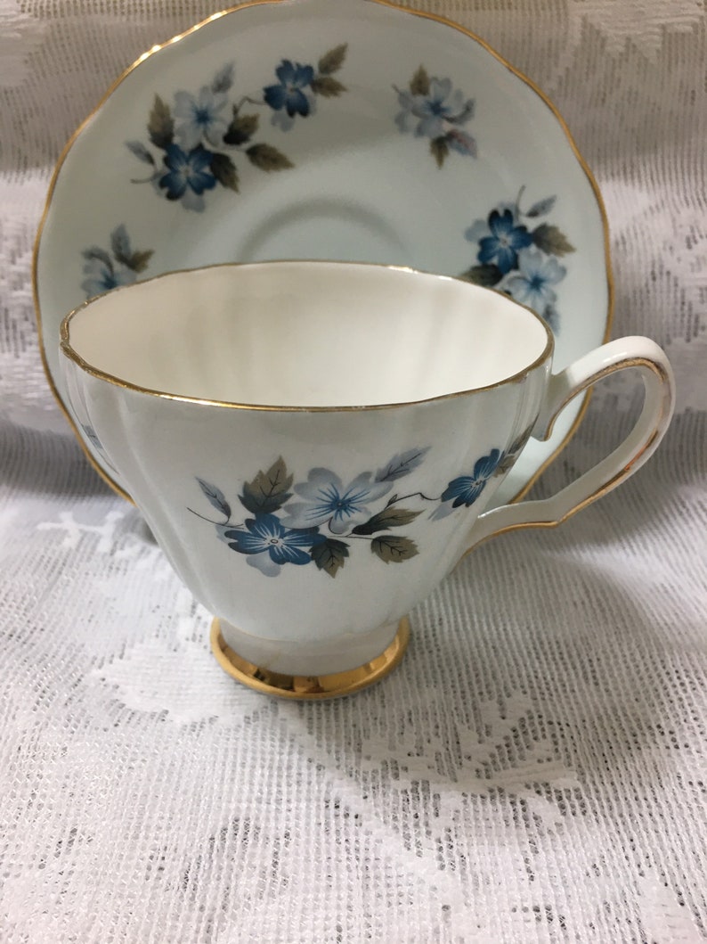 Colclough Light Blue Floral Teacup and Saucer PATT # 8182, Colclough ...