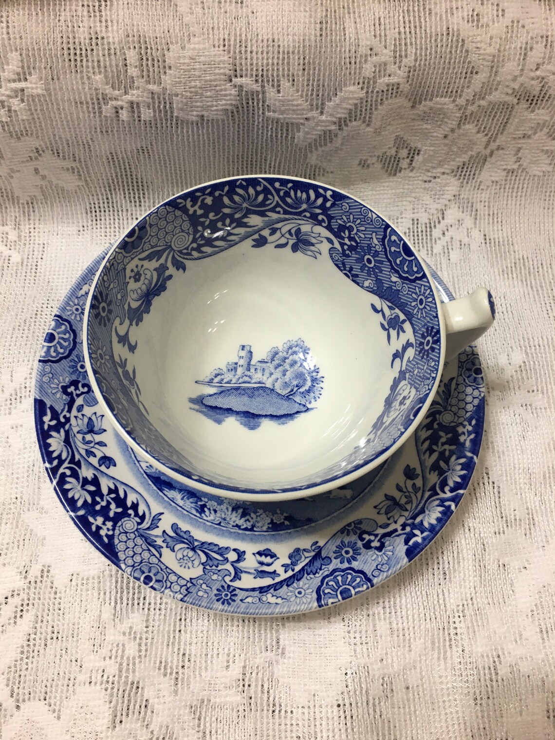 Spode Blue and White Italian Teacup and Saucer Spode Made in England ...