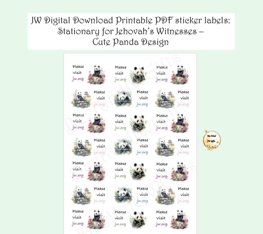 JW DIGITAL Panda Stickers Labels Directing to Jw.org Jehovah's ...