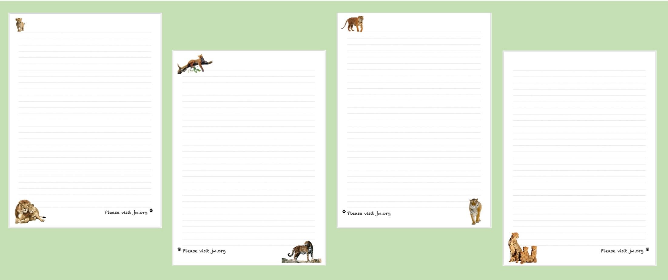 4 JW Animal Big Cat Letter Writing Paper Templates for - Etsy