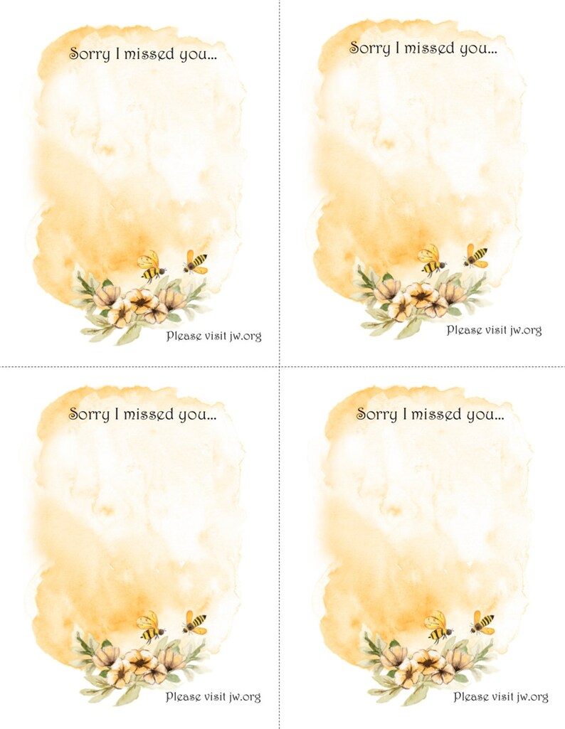 JW 'sorry I Missed You..' Little Printable Writing US - Etsy