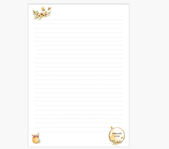 JW Bee Stationary Digital Download Gift Letter Writing Paper - Etsy