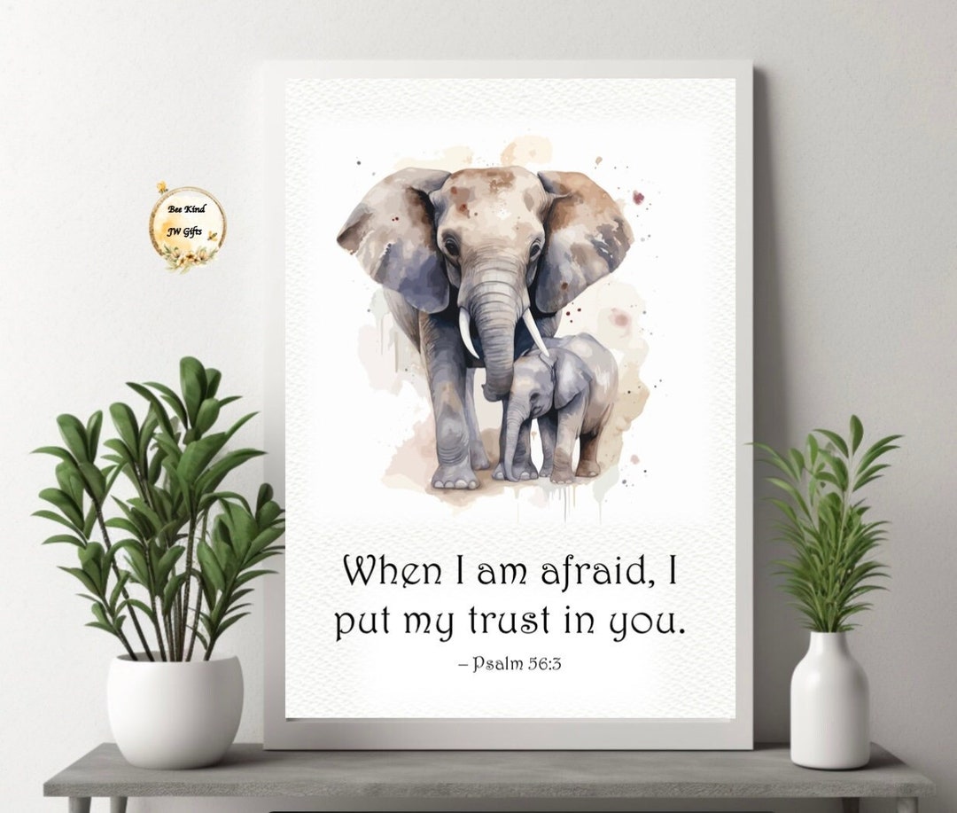 JW 2024 Year Text Digital Print Encouraging Wall Art When I Am Afraid ...