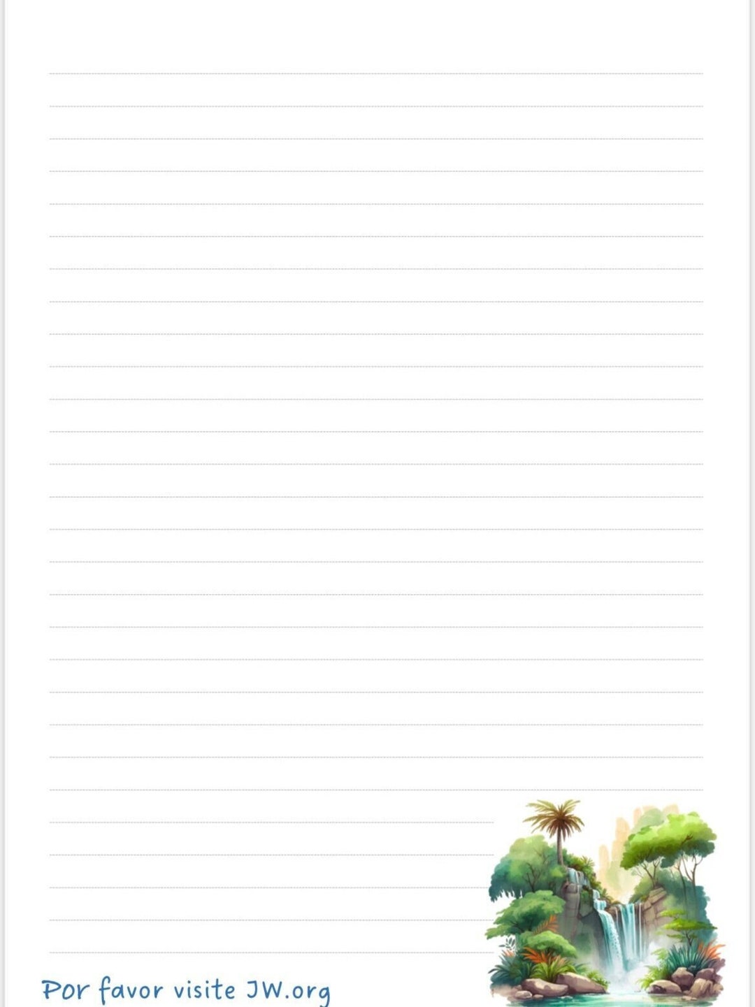 Español JW Spanish Letter Writing Paper Template Featuring a Paradise ...