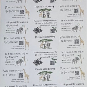 JW Stickers Enjoy Life Forever! 42 Labels Encouraging a Bible Study ...