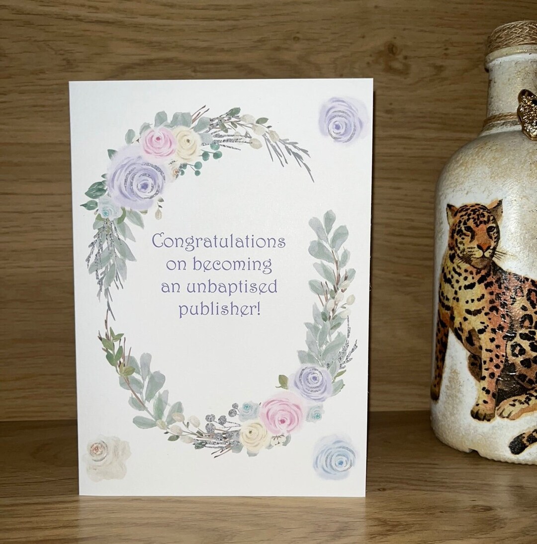 JW Card Unbaptised Publisher -jehovah's Witness Congrats Card - 5x7 ...