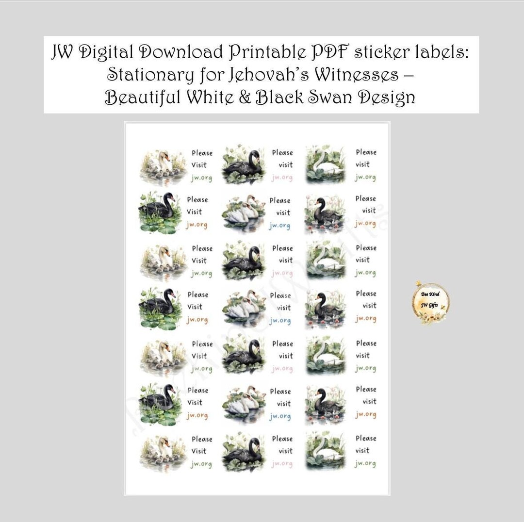 JW DIGITAL Swan Stickers Labels Directing to Jw.org Jehovah's Witnesses ...