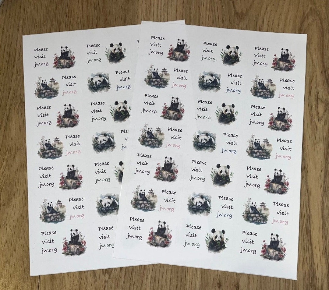 JW Panda Stickers Directing to Jw.org - Matte Labels - Jehovah's ...
