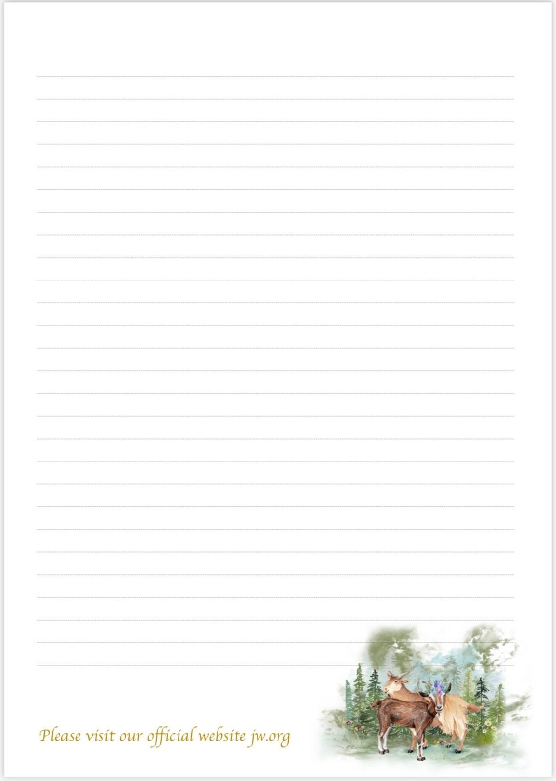 JW Cute Goats Letter Writing Template - Digital Download for Jehovah's ...
