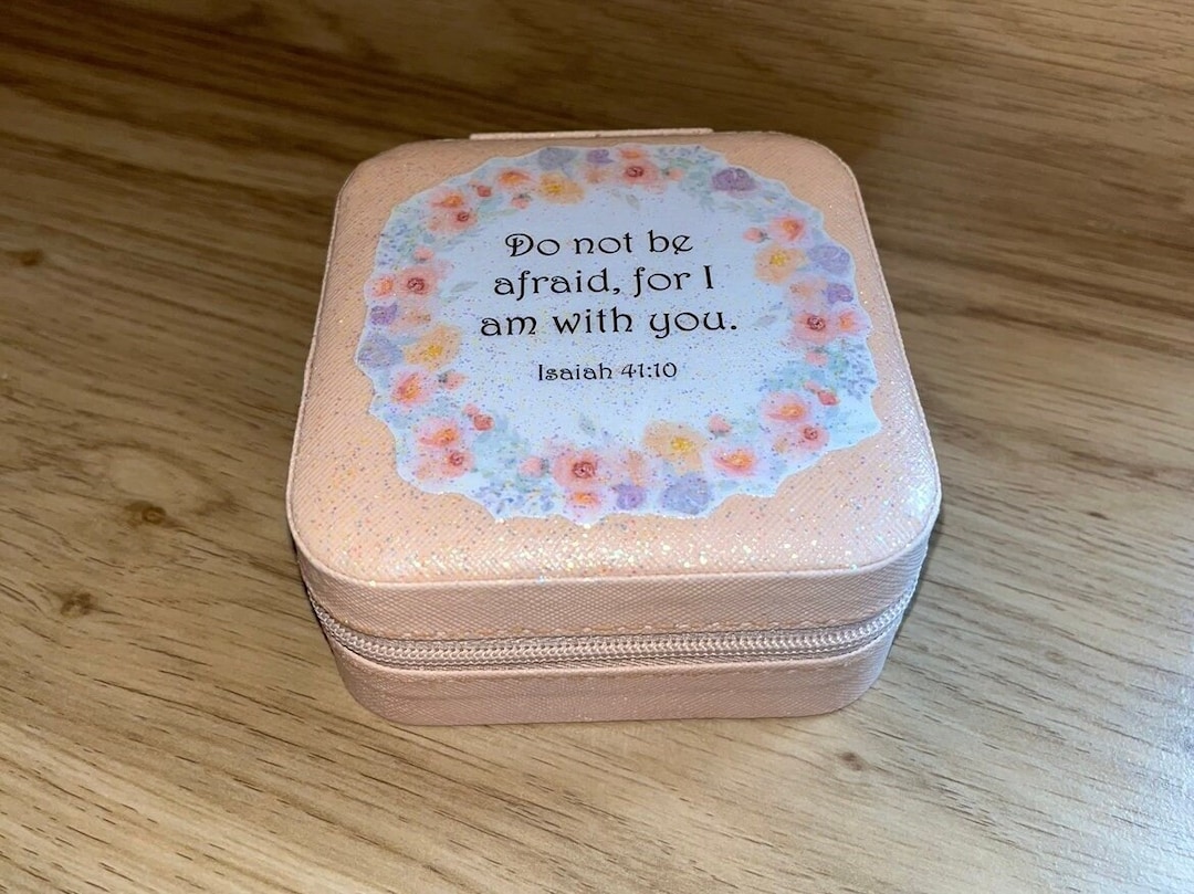 JW Gift Unique Jewellery Box Pink Glittery With Isaiah 41:10 Do Not Be ...