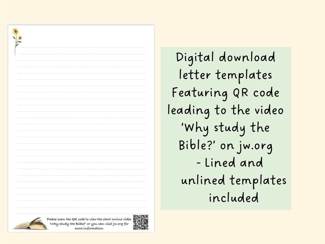 JW Why Study the Bible? Digital Letter Templates - Lined & Unlined With ...