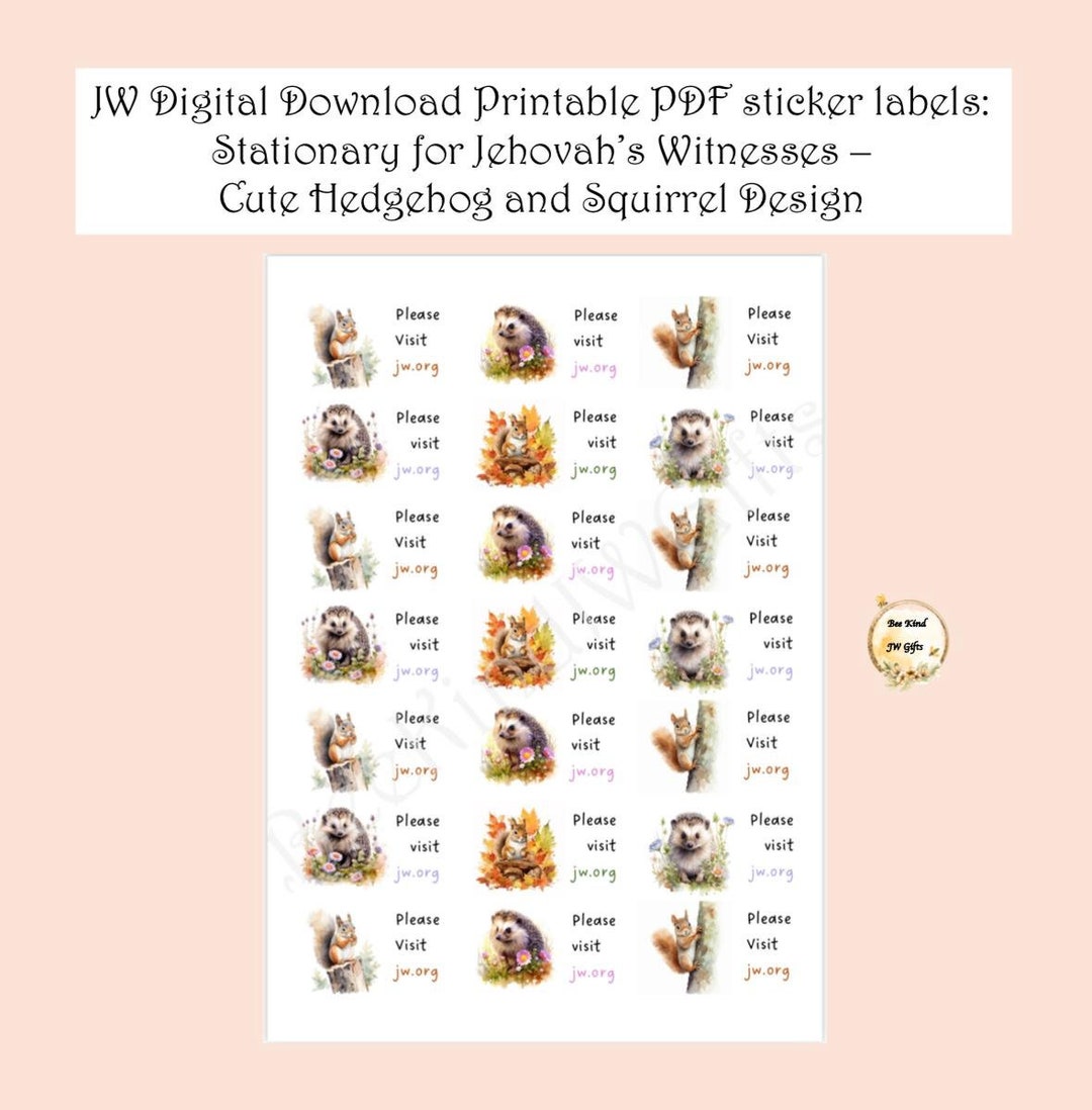 JW DIGITAL Stickers Hedgehog & Squirrel Labels Directing to Jw.org ...