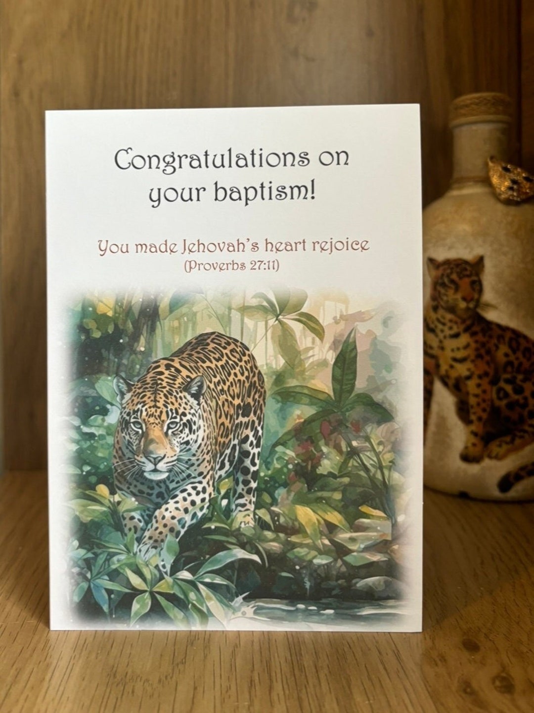JW Baptism Card Featuring a Beautiful Jaguar Design Congratulations on ...