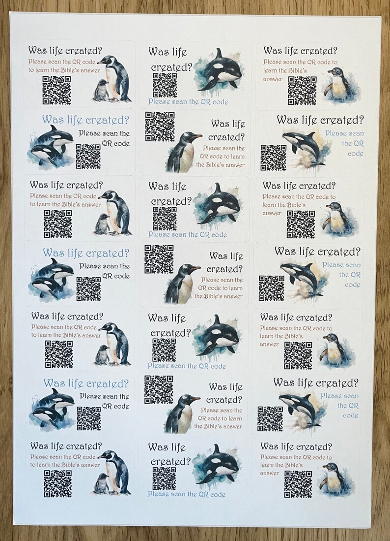 84 JW Stickers Features the QR Code for the Was Life Created? Brochure ...