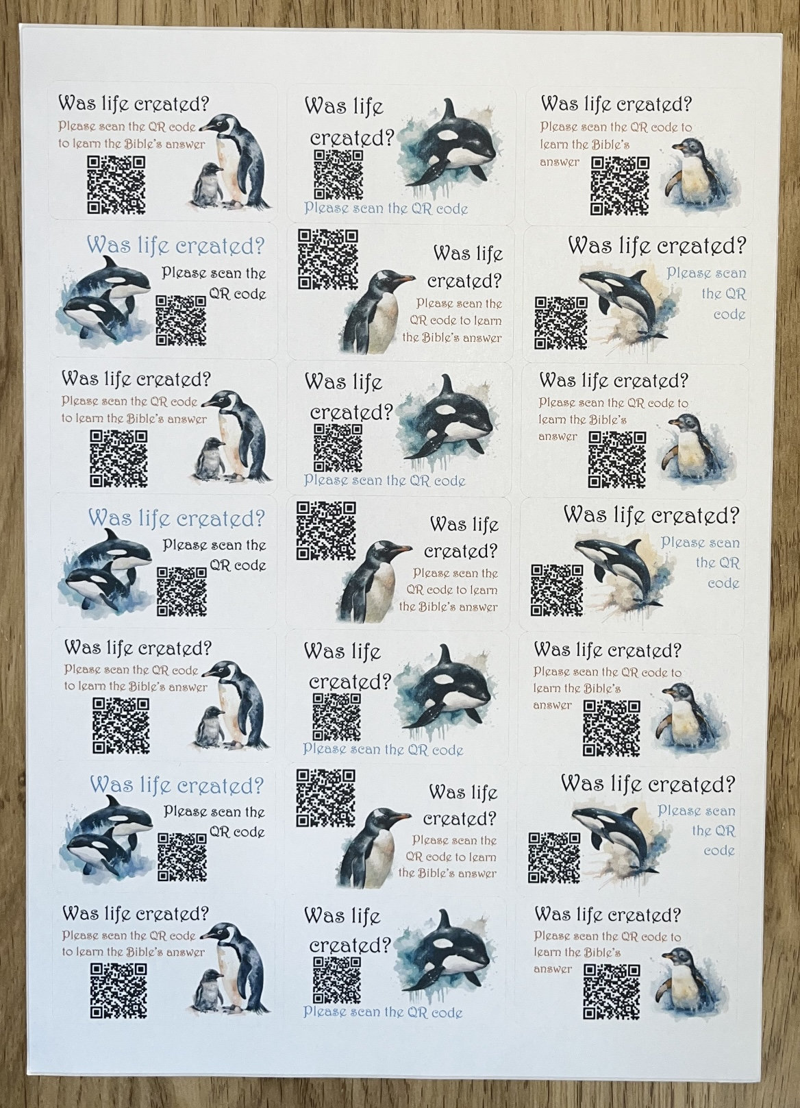 84 JW Stickers Features the QR Code for the Was Life Created? Brochure ...
