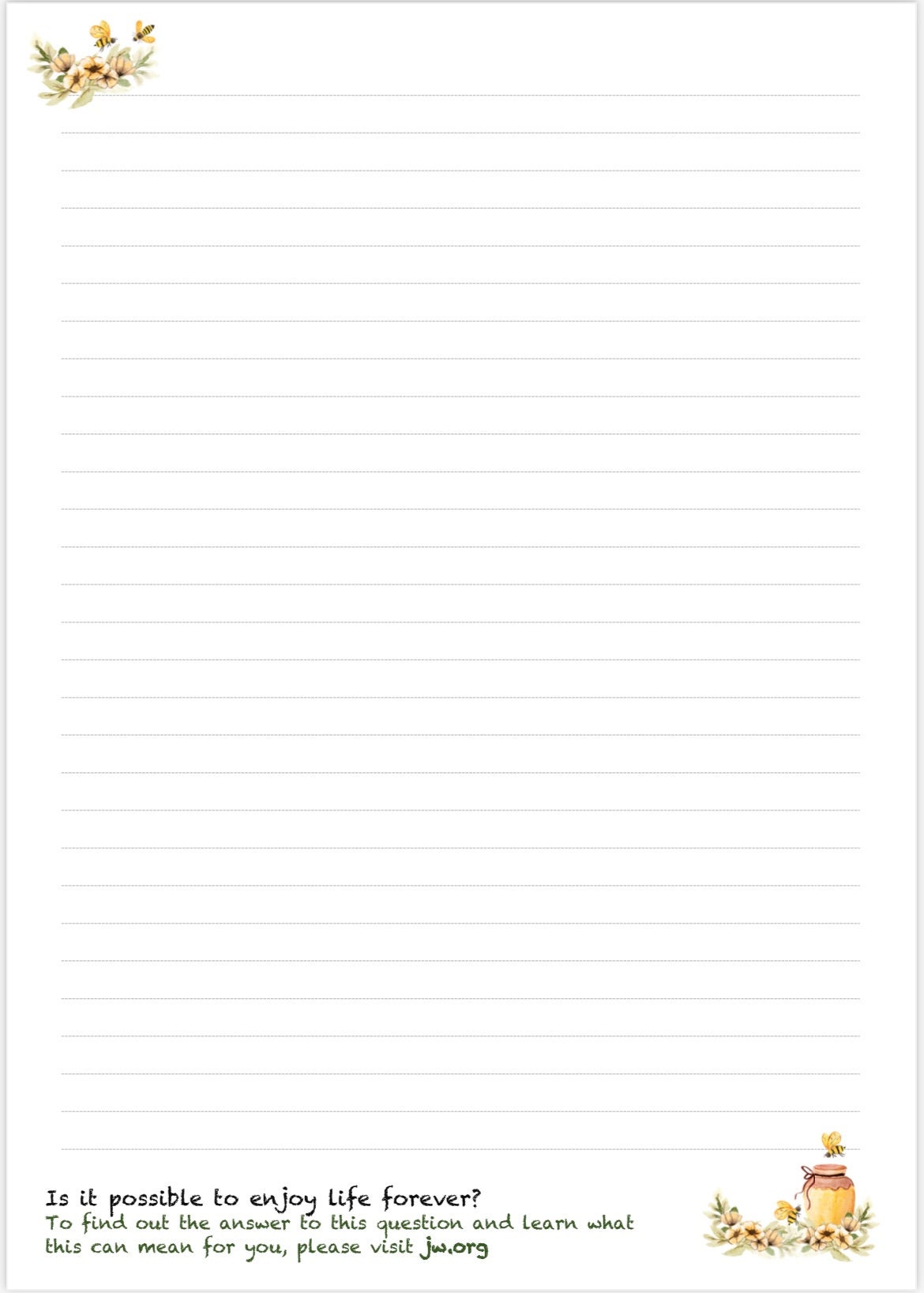 JW Enjoy Life Forever! Letter Writing Paper Templates Digital Download ...