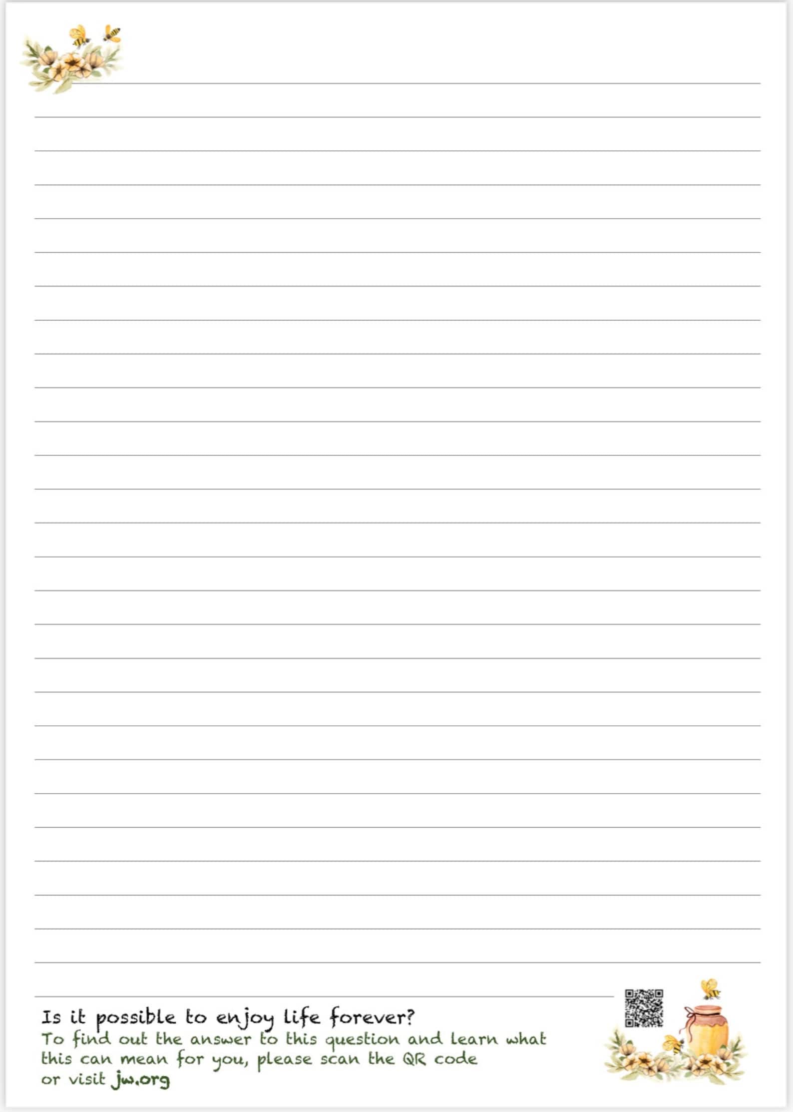 JW Enjoy Life Forever! Letter Writing Paper Templates Digital Download ...