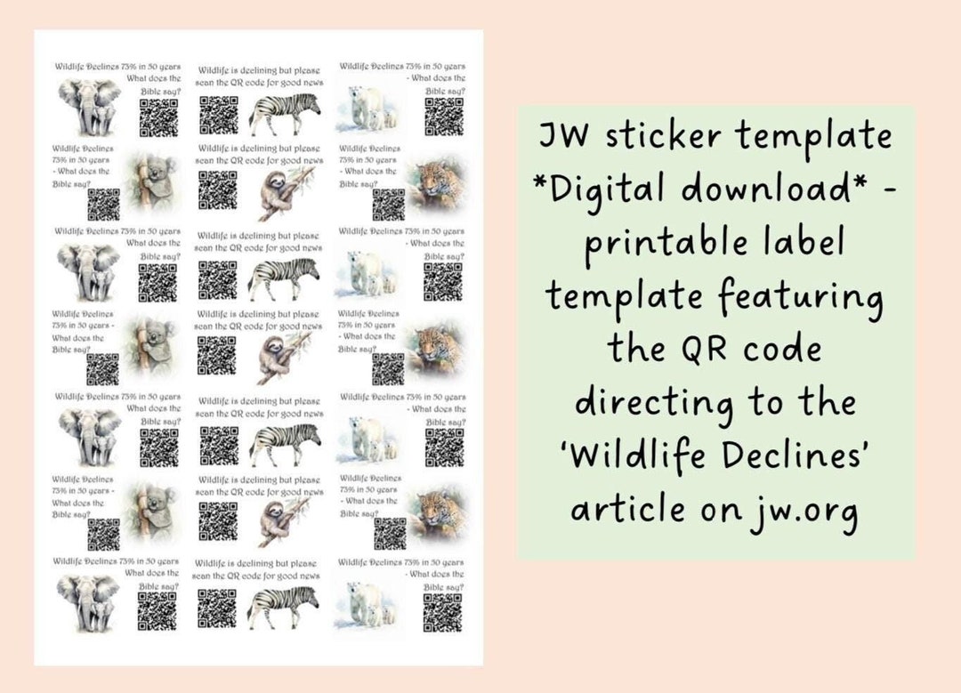 JW DIGITAL Stickers Wildlife Declines QR Code Printable Labels ...