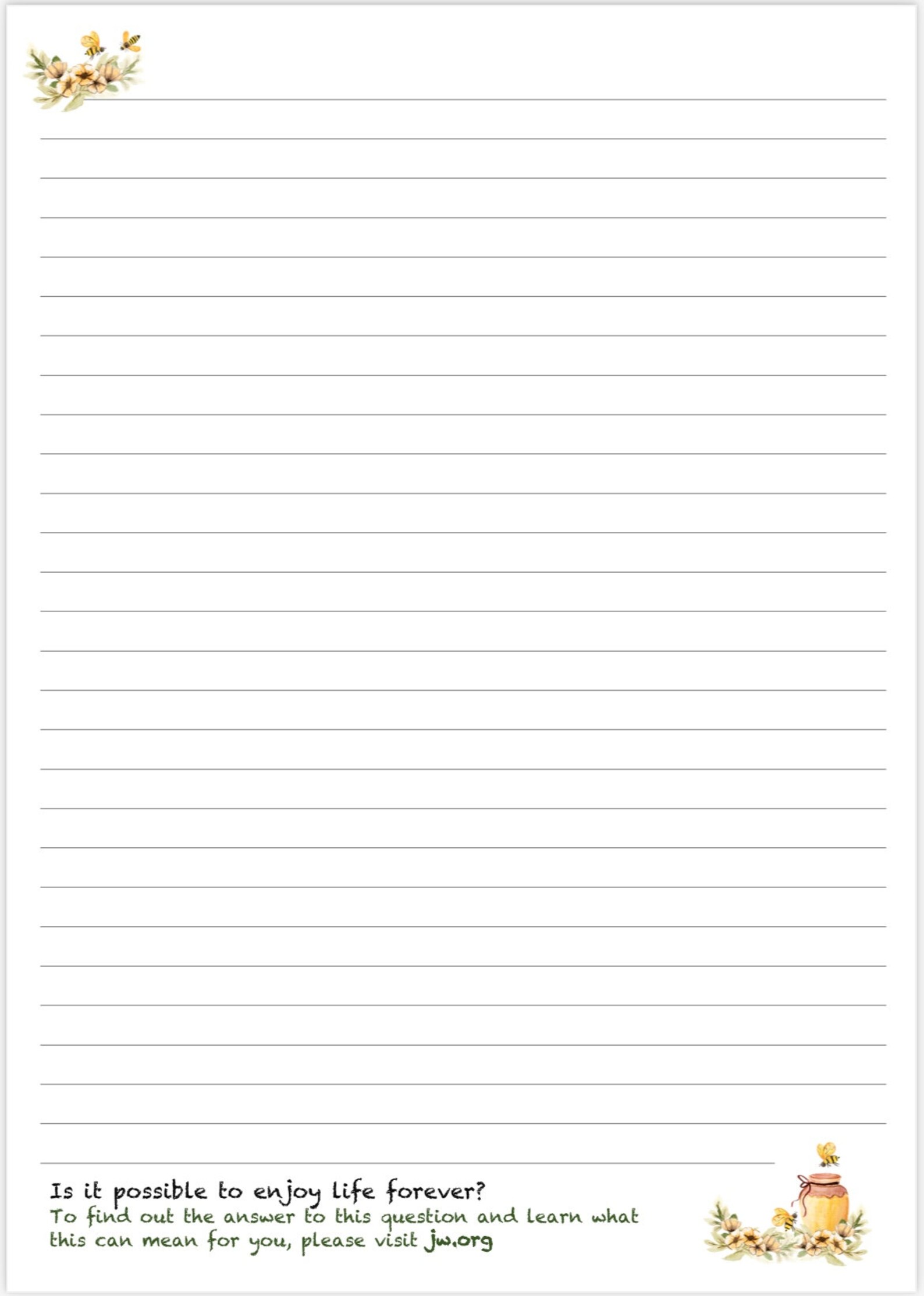 JW Enjoy Life Forever! Letter Writing Paper Templates Digital Download ...