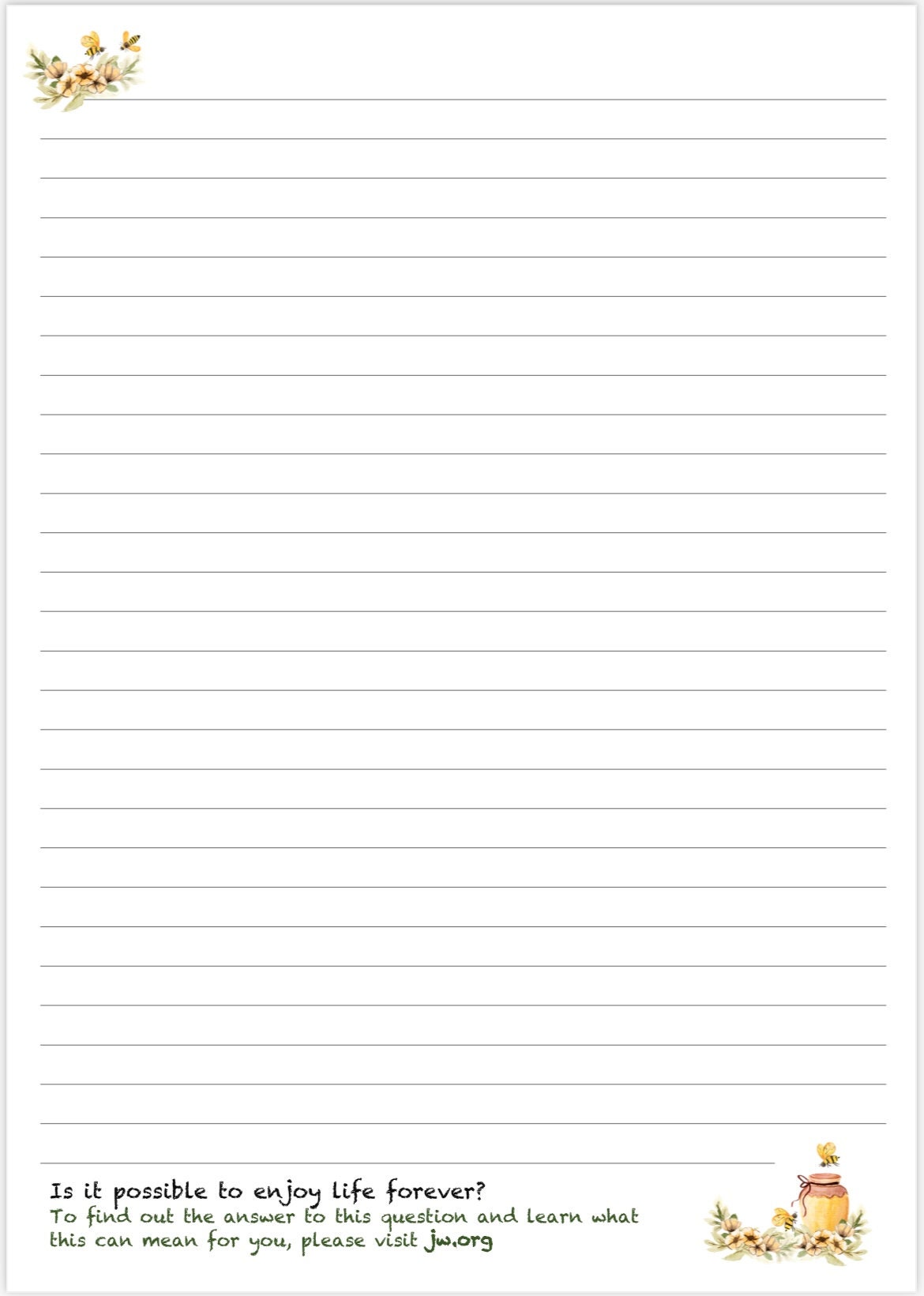 JW Enjoy Life Forever! Letter Writing Paper Templates Digital Download ...