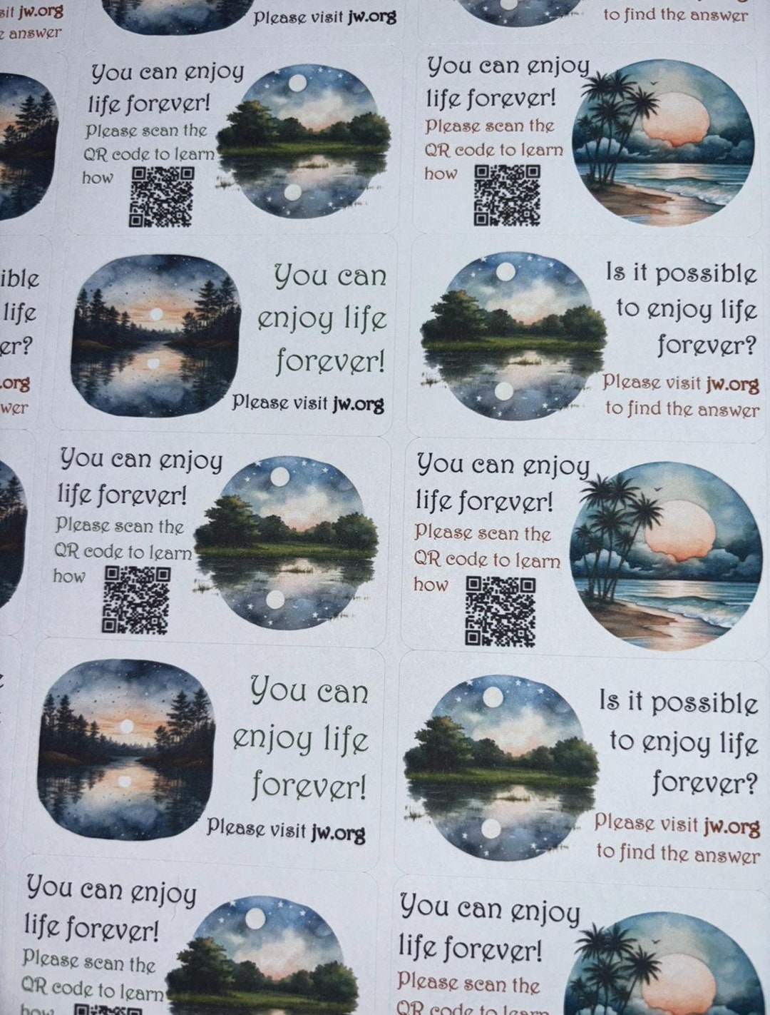 JW Enjoy Life Forever Stickers 42 Labels Introducing a Bible Study ...