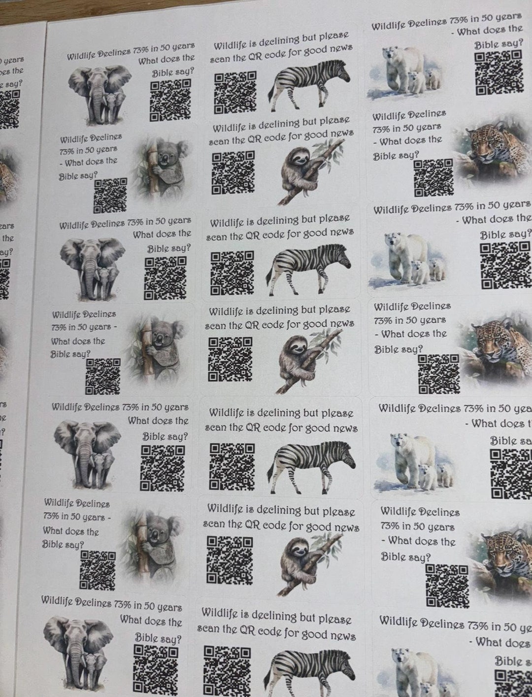 JW Stickers Wildlife Declines 42 QR Code Labels Directing to Article on ...