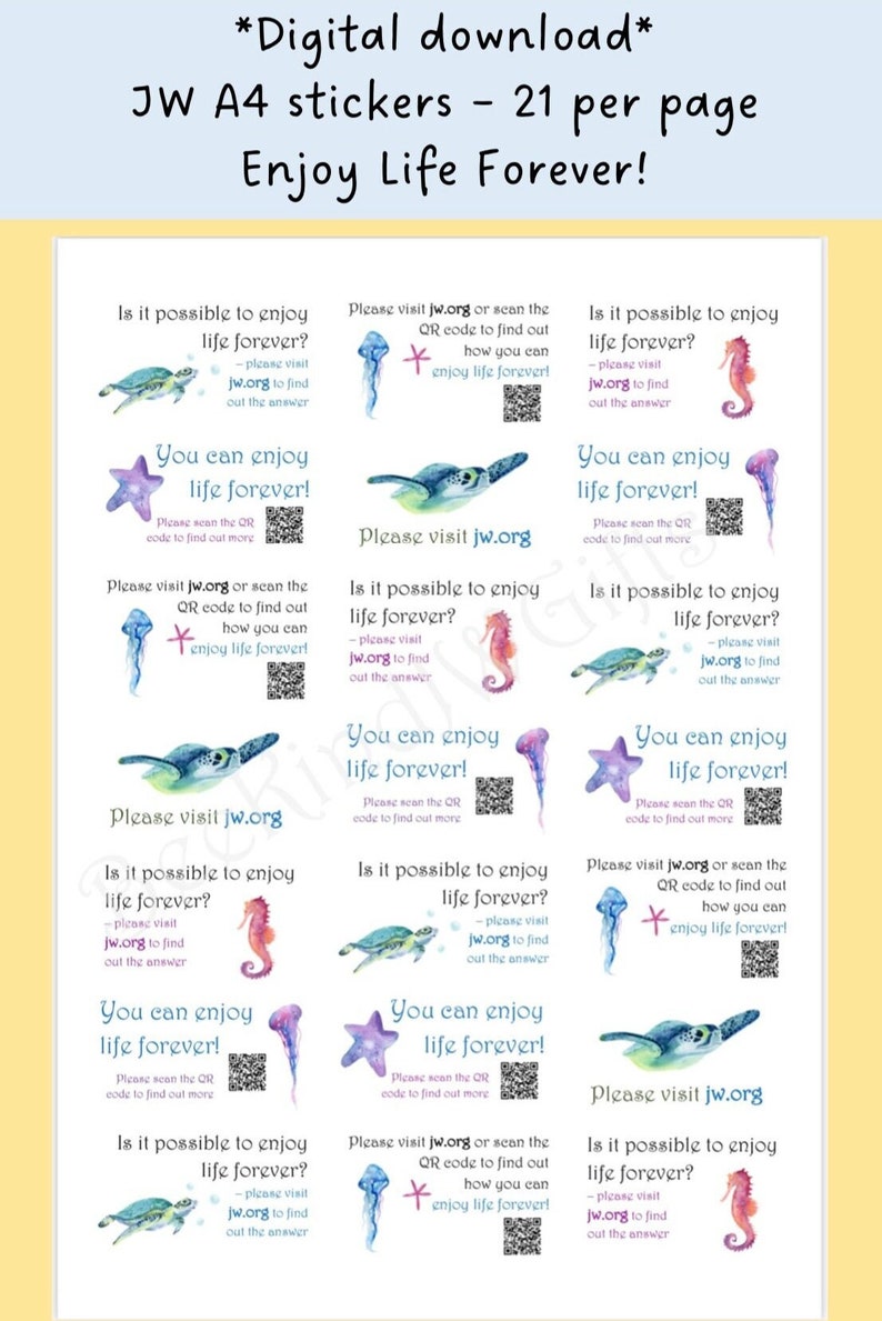 JW Stickers DIGITAL DOWNLOAD Enjoy Life Forever A4 21 - Etsy