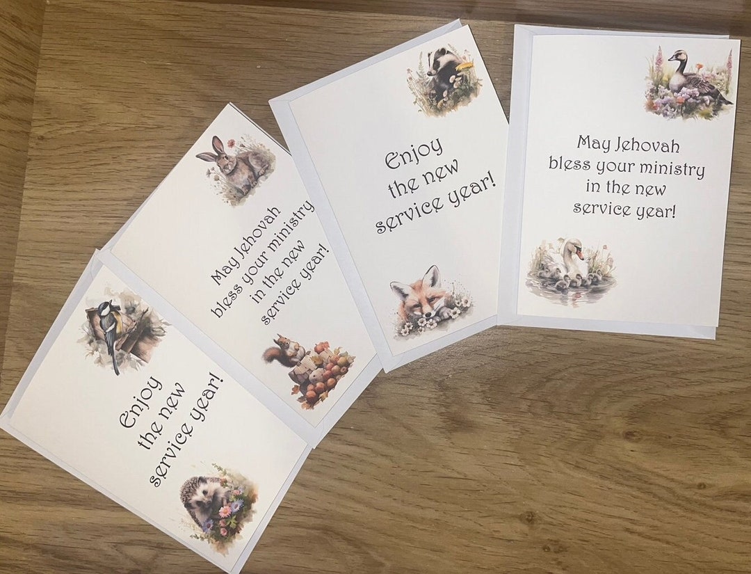 JW New Service Year Cards Featuring a Sweet British Wildlife Animal ...