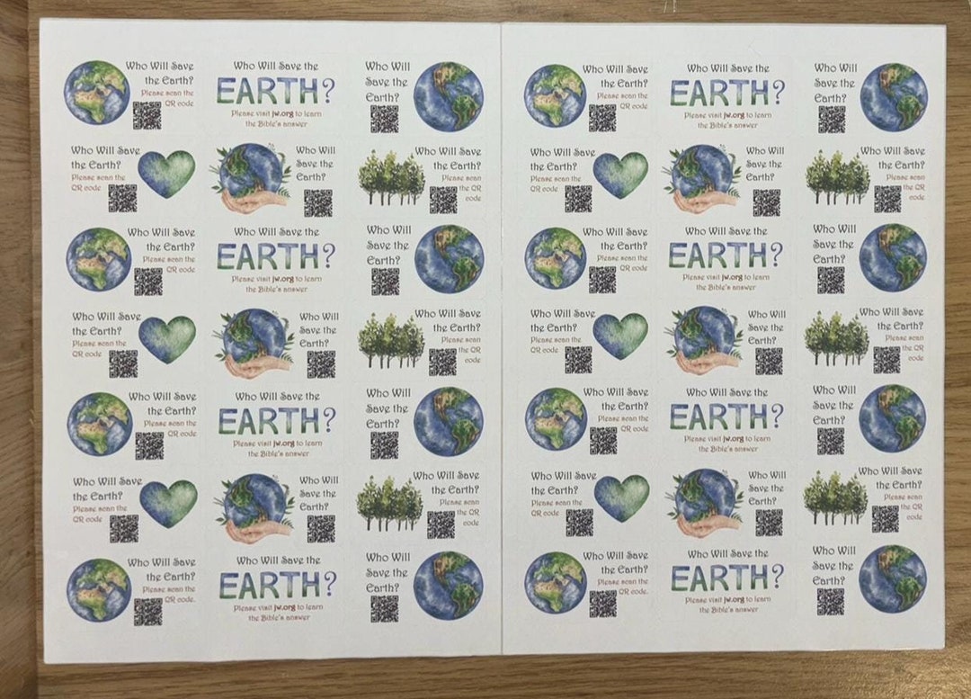 JW Stickers Who Will Save the Earth? 42 QR Code Labels Directing to ...