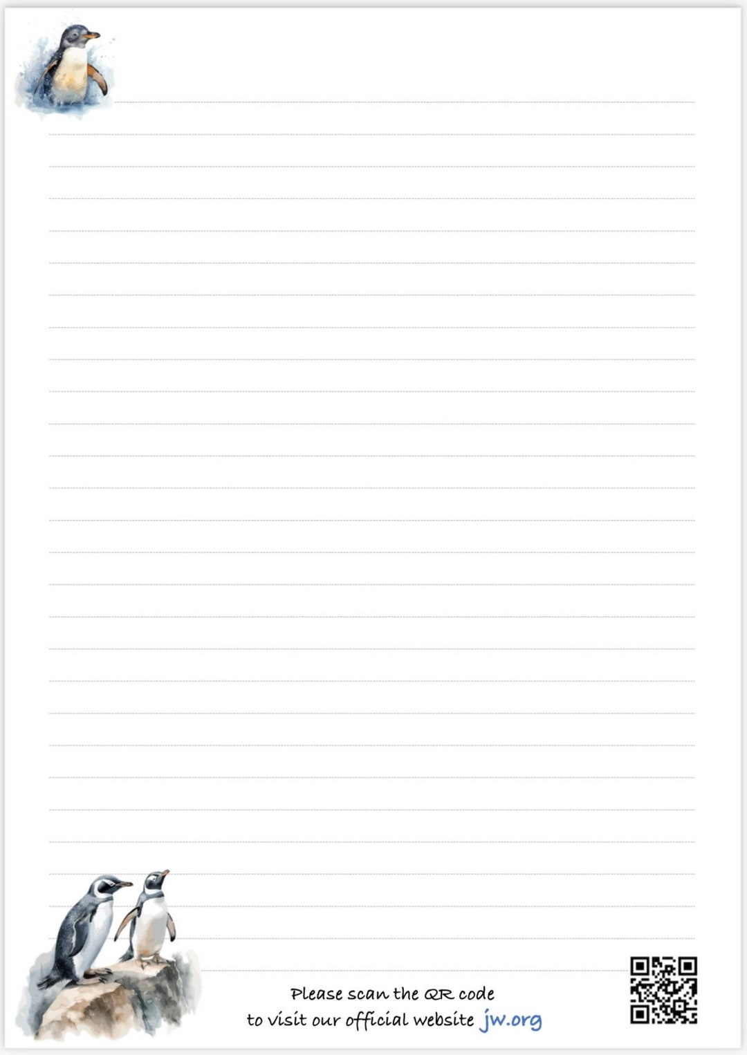 JW Penguin Digital Letter Writing Templates - Lined & Unlined With and ...
