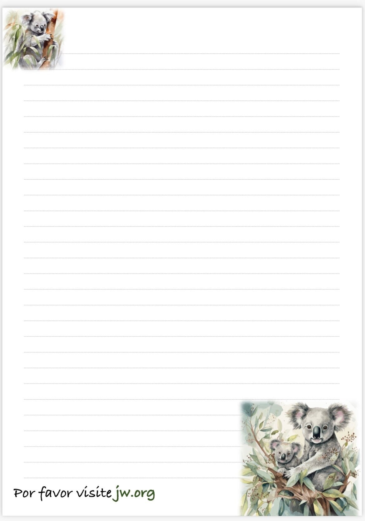 Español JW Spanish Letter Writing Paper Template Featuring a - Etsy