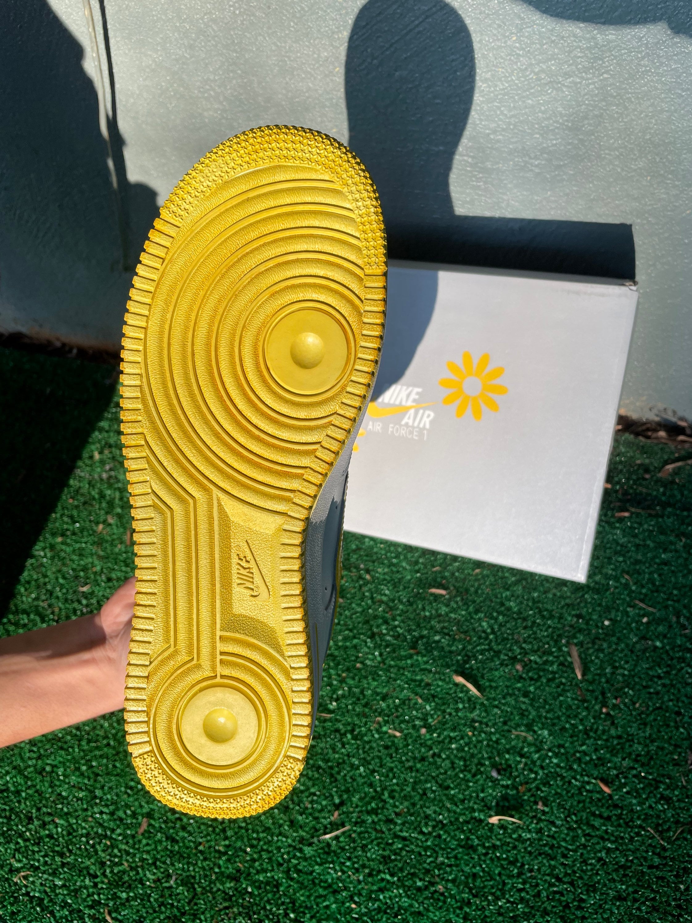 Custom Air Force Ones - Custom AF1 - Custom Painted - Yellow Swoosh ...