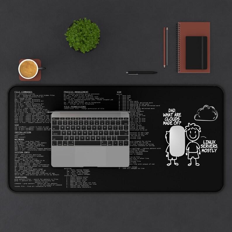 Linux Cheat Sheet With Funny Cartoon Extra Large Mouse Pad - Etsy