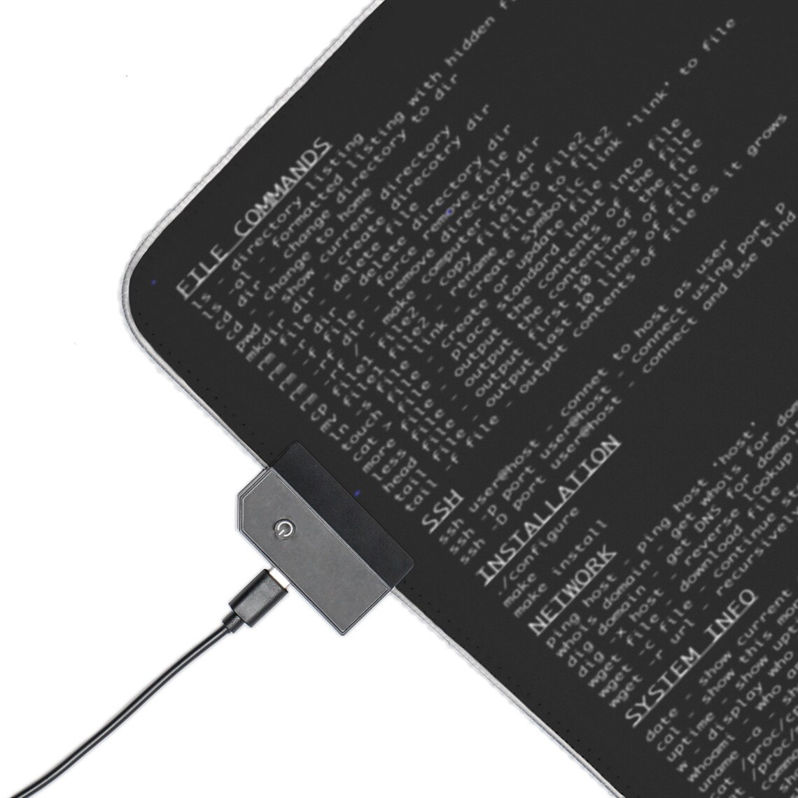 Linux Command Cheat Sheet Led Gaming Mouse Pad Etsy