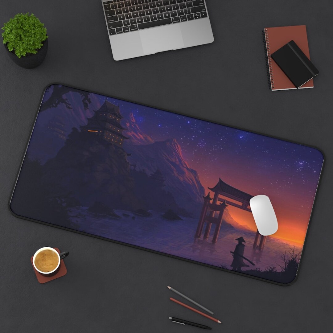 Beautiful Samurai Japanese Shrine Desk Mat, Extra Large Mouse Pad ...