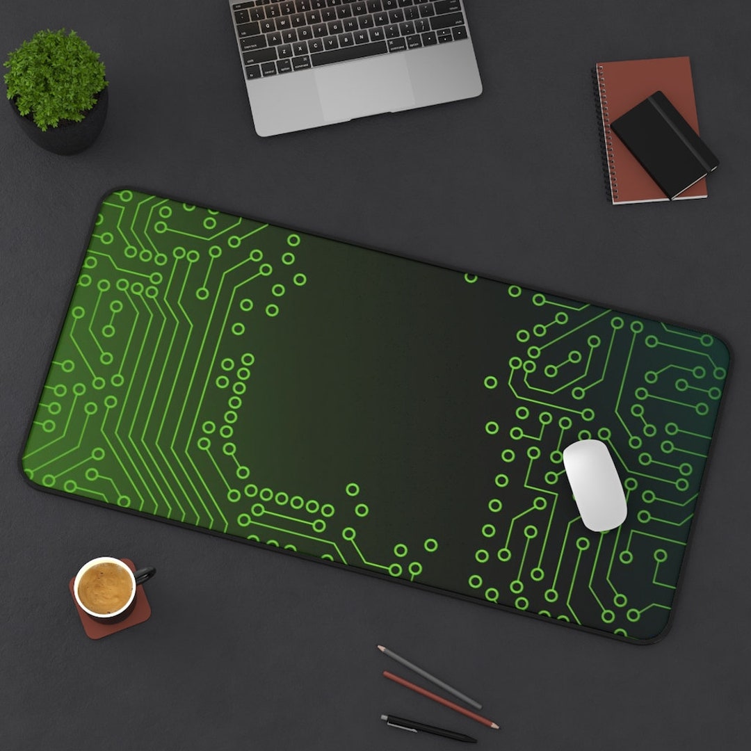 Beautiful Cyber Green Motherboard Desk Mat for Gaming and Office Use ...