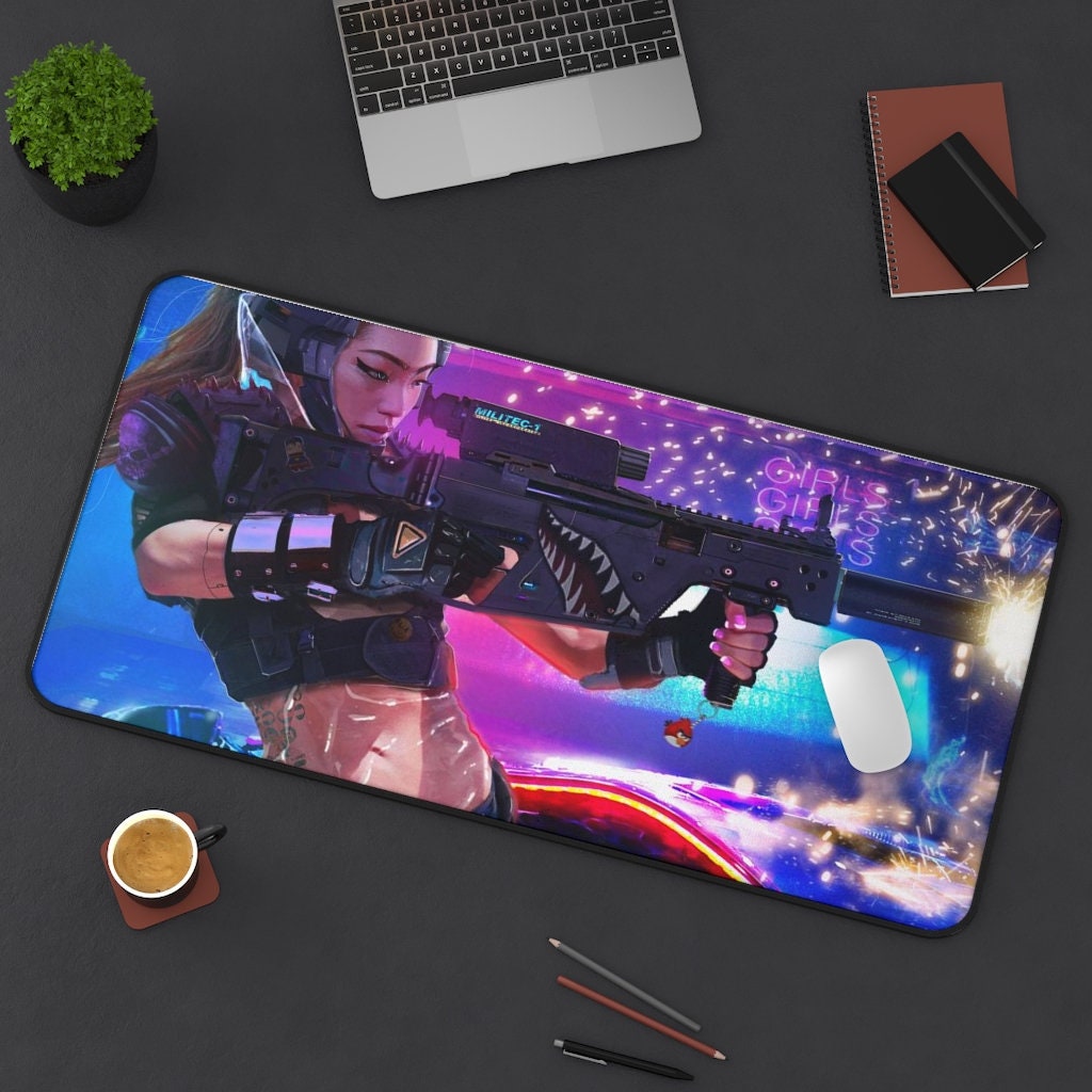 Cyberpunk Girl Desk Mat, Extra Large Mouse Pad, Gamer Mouse Pad, Laptop ...