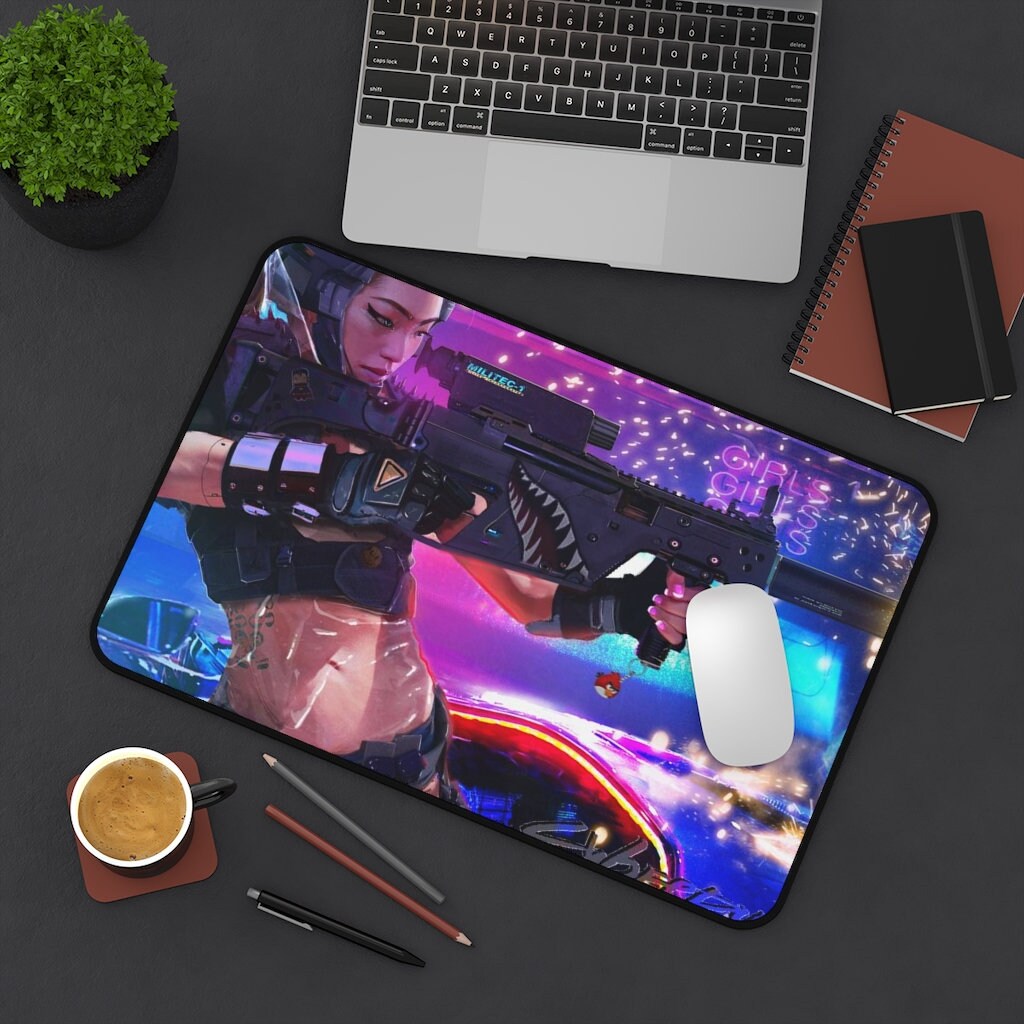 Cyberpunk Girl Desk Mat Extra Large Mouse Pad Gamer Mouse - Etsy