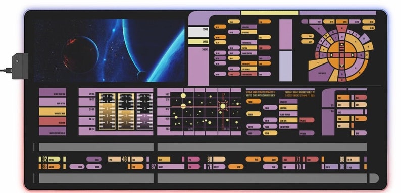Outer Space Sci Fi Console XL LED Gaming Mouse Pad, Desk Mat, Gamer ...